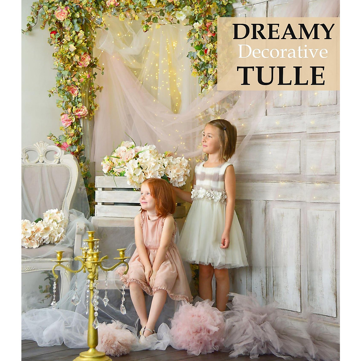 Luceinvita Black Tulle Fabric Roll, 54" x 40 Yards (120FT) Tulle for Halloween Decoration DIY Tutu Party Backdrop Baby Shower Table Skirts Gift Wrapping