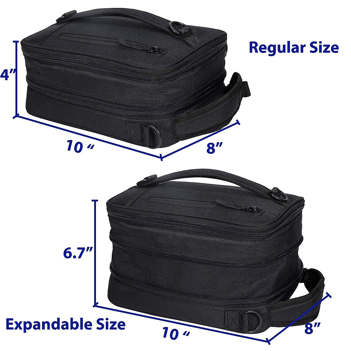 MIER Insulated Lunch Box 2 Compartment Lunch Bag and Expandable Lunch Pack for Men, Women, Black