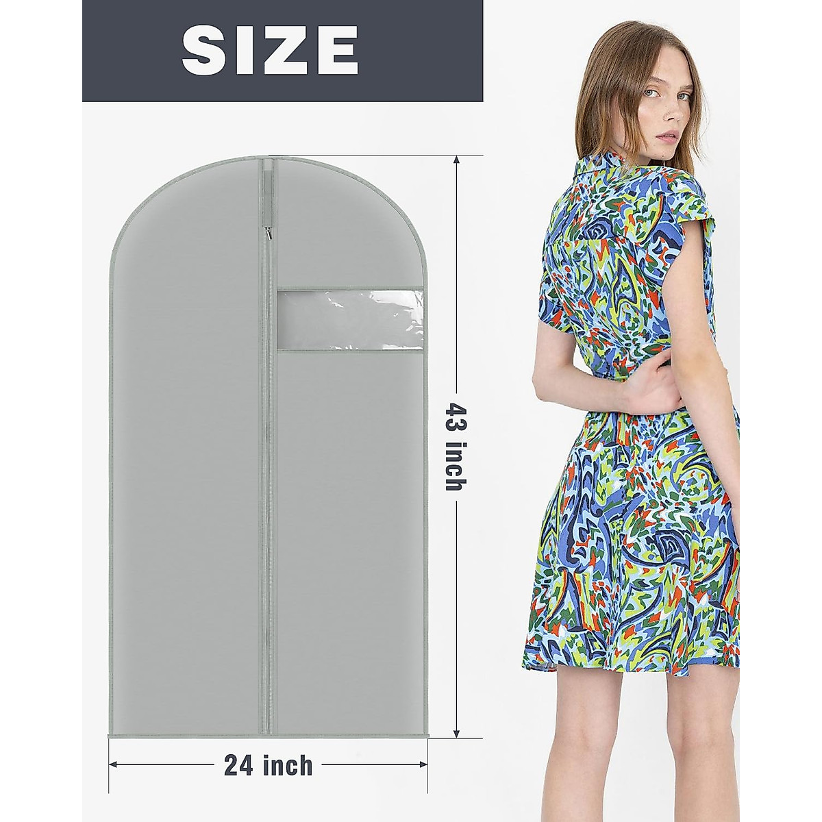 Lazydrop Garment Bags Suit Bags for closet storage 9 Packs Garment Covers 24 x 43 Inchs for Storage Suits, T-shirts and Jackets, Suit Covers for Hanging Clothes on Closet or Travel