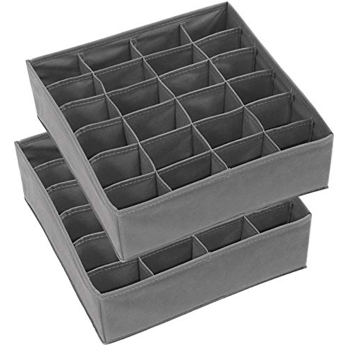 Simple Houseware 2 Pack Closet Socks Organizer, 24 Cell Drawer Divider, Dark Grey