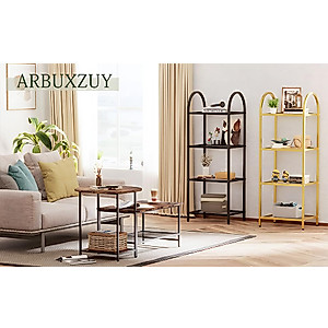 Arbuxzuy 4-Tier Bookcase ，Small Bookshelf ，Narrow Tempered Glass Bookshelves，Slim Shelving Unit for for Living Room, Bedroom, Home Office, Black