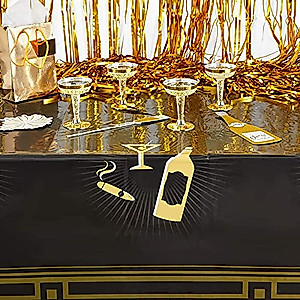Black Plastic Tablecloth for Roaring 20's Party (54 x 108 in, 3 Pack)