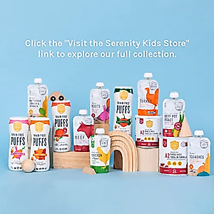 Serenity Kids 6+ Months Baby Food Pouches Puree Made With Ethically Sourced Meats & Organic Veggies | 3.5 Ounce BPA-Free Pouch | Variety Pack | 8 Count