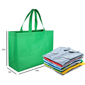 BLEWINDZ 50 Pcs Large Gift Bags with Handles Bulk - 16 x 6 x 12 Inch Reusable Grocery Shopping Bags - Non-Woven Tote Grocery Bags, Retail Bags, Party Favor Bags (10 Colors)