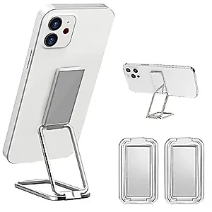 Dgloze 2 Pack Phone Ring Holder Finger Kickstand, 360°Rotation Phone Grip, Foldable Phone Holder for Hand Work with Magnetic Car Mount Compatible with Most Smartphones and Tablets (Silver)