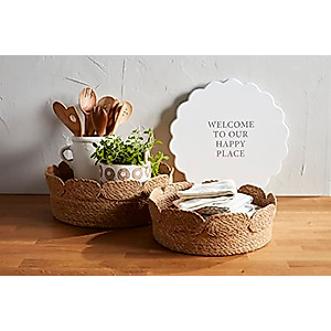 Mud Pie Scalloped Jute Basket Set, Brown