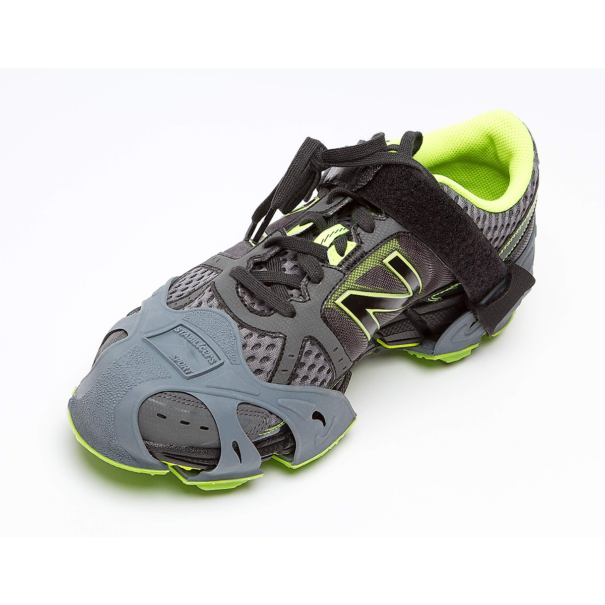 STABILicers Run Traction Cleats for Running on Snow and Ice, Grey/Green, Medium