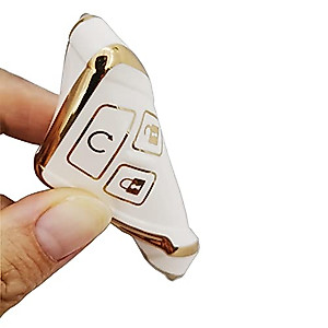 Guibuhuse Protective Key Fob Cover Fits for Chevy 2014-2020 Silverado 1500 2500 3500 Chevrolet Colorado 2015-2021 GMC 2014-2020 Sierra 1500 2500 3500 GMC 2015-2021 Canyon (White)