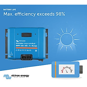 Victron Energy SmartSolar MPPT Tr VE. Can 150V 100 amp 12/24/36/48-Volt Solar Charge Controller (Bluetooth)