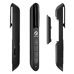 AMERTEER Wireless Presenter,Support Hyperlink RF 2.4GHz Powerpoint PPT Clicker Presentation Remote Control Laser Pointer Flip Pen