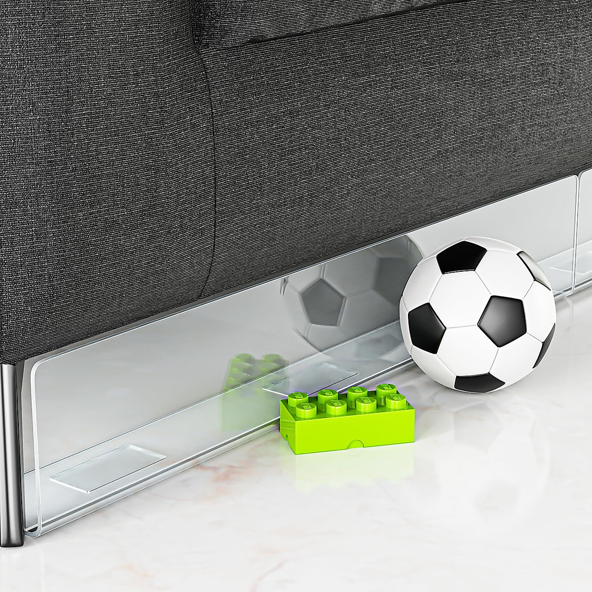 APOCAlLIS Transparent Toy Blocker for Under Furniture, Under Couch Blocker (4" H 16" L)，8 Pack Bed Blockers for Under Bed