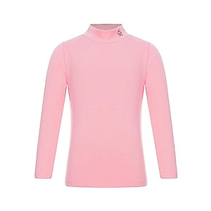 Xnihocha Kids Boys Girls Turtleneck Long Sleeve T-Shirt Thermal Underwear Tops Tee Undershirt Pink 9-10 Years
