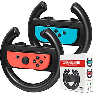 JoyHood Steering Wheel Compatible with Switch/Switch OLED Joy-Con Controller [2 Pack] Racing Wheel Controllers fit for Mario Kart 8 Deluxe - Black