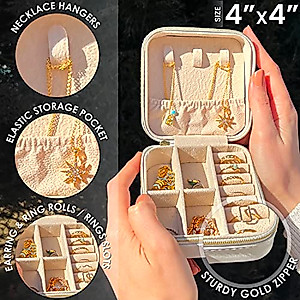 Personalized Initial Jewelry Box Gifts for Women - White & Pink Colors - Travel Organizer Case for Girls - Bridesmaid Gift (Pink Box #J)