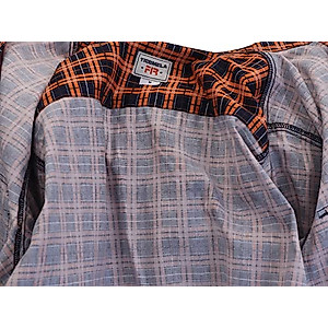 TICOMELA FR Shirt for Men Flame Resistant Shirts 6.5oz Light Weight Orange/Black Plaid Men's Fire Retardant Snap Shirts