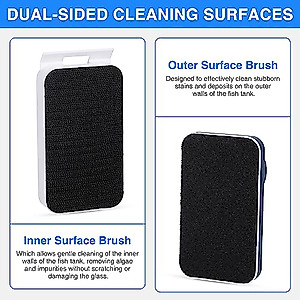 fishkeeper Aquarium Strong Magnetic Glass Cleaner Brush, Fish Tank Algae Magnet Cleaning Tool with 2 Detachable Scrapers, Mag Float Scrubber for 0.25 Inch Glass and Acrylic Tanks