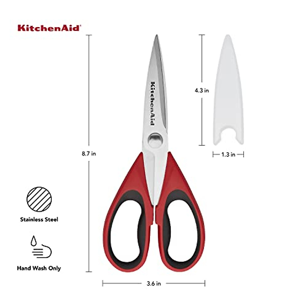 KitchenAid All Purpose Shears with Protective Sheath, 8.72-Inch, Red