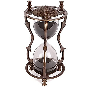 Abbas Nautical Antique Brass Hour Glass Sand Timer Antique Black Sand Home & Office Decoration Timer