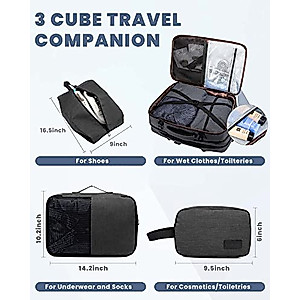 LOVEVOOK Travel Backpack, 30-40L Expandable Extra Large Backpack with Lock, Carry on Backpack 17 Inch with USB Port, Anti-Theft Water Resistant Business Backpack for Men Women, Dark Grey