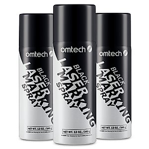 OMTech Laser Marking Spray, Metal Laser Marking Fluid for CO2 Laser Engravers, 3×13oz Aerosol Spray for Black Laser Engraving Metal, Laser Ink for Aluminum Stainless Steel Brass(3 pack)