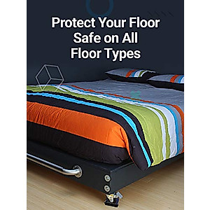 SlipToGrip Bed and Furniture Stopper - Bed Frame Wheel Stoppers - Bed Wheel Stopper - Caster Wheel Stoppers - Furniture Wheel Stoppers Fit All Wheels of Furniture, Sofa, Bed, Chairs (4, Black)