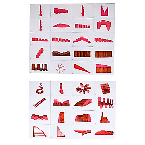 Kghios Montessori Pink Tower、 Brown Stair and Long Red Rods Sensorial Cards with Wood Box,Montessori Toys Materials for Toddlers Visual Sense, Early Educational Tools Preschool Learning Toys