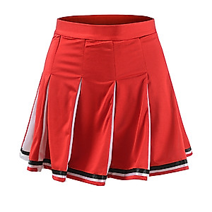 OurLore Women's High School Musical Cheerio Classic Cheerleader Athletic Sport Uniform Fancy Dress (Red, US 6-8)