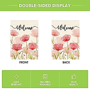 AVOIN colorlife Corn Poppies Garden Flag 12x18 Inch Double Sided Outside, Spring Memorial Floral Welcome Yard Outdoor Flag