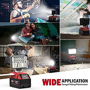 Ecarke LED Work Light Portable Flood Light for Milwaukee M18 18V Lithium Battery with USB&TYPEC Outdoor Charge &Low Voltage Protection Plate,20W Cordless Handheld Work Light Flashlight Tools(Upgraded）