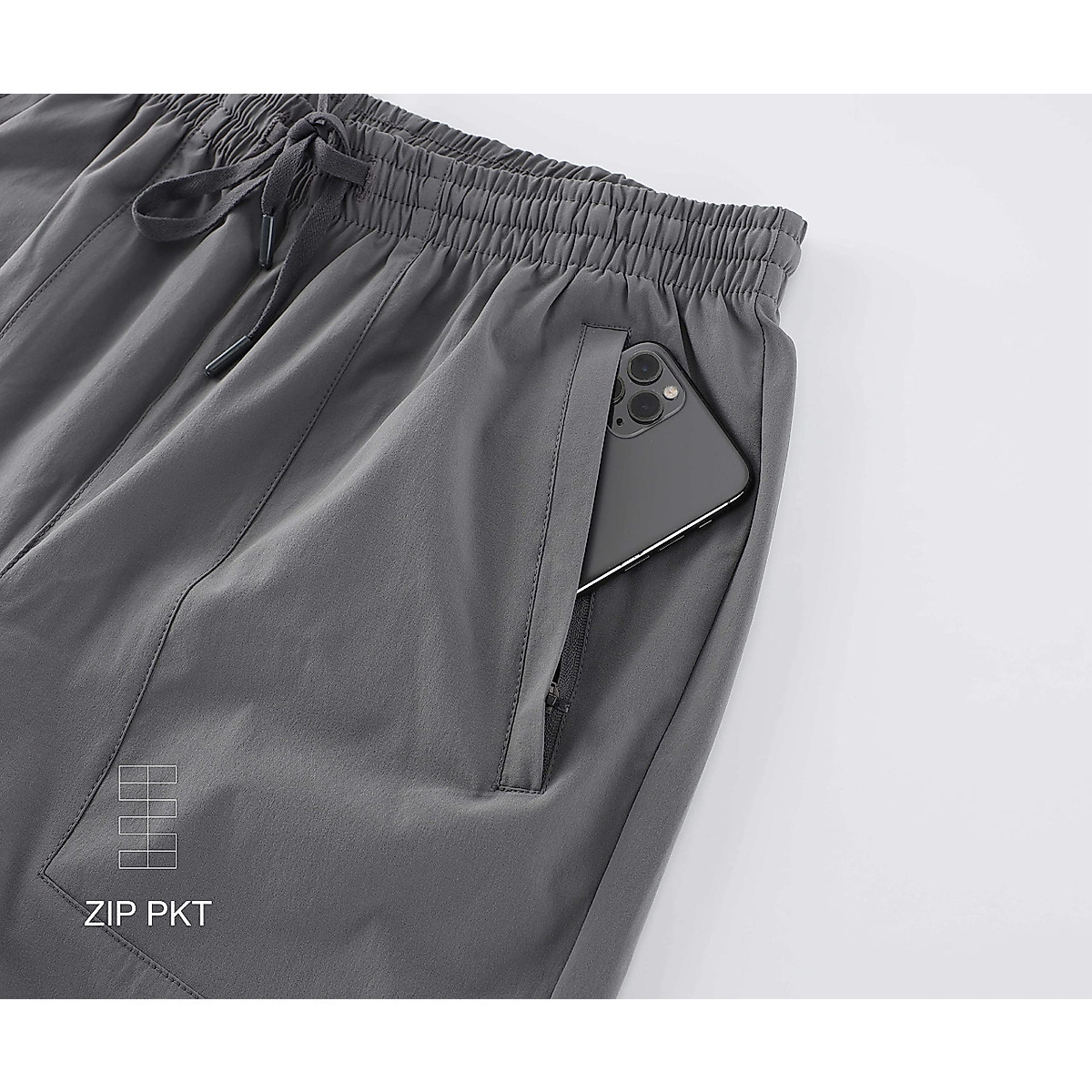 KNQR Men's Performance Lightweight Quick Dry Zip Pockets Slim Fit Stretch Active Golf Jogger Pants Amber Khaki XXL