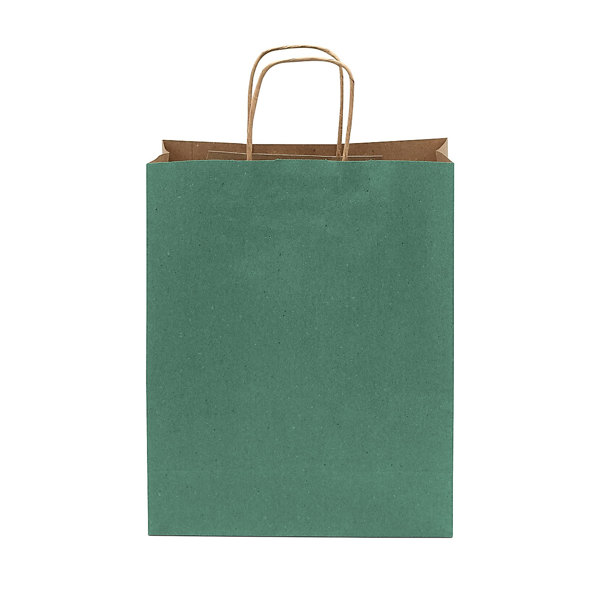 Green Gift Bags - 10x5x13 Inch 50 Pack Medium Kraft Paper Shopping Bags with Handles, Craft Totes in Bulk for Boutiques, Small Business, Retail Stores, Birthday Parties, Jewelry, Merchandise, Bulk