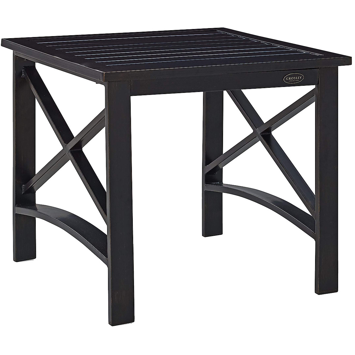 Crosley Furniture Kaplan 3-Piece Outdoor Chair and Side Table Set, Patio Conversation Sets for Porch, Deck, Oiled Bronze with Mist Cushions