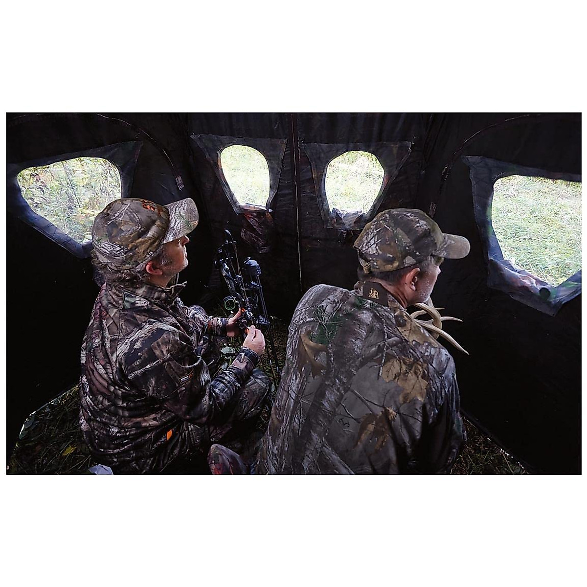 Guide Gear Super Magnum Pop-Up Hunting Ground Blind, 2-4 Person Tent, Hunting Gear, Equipment, and Accessories, 6-Panel Spring Steel