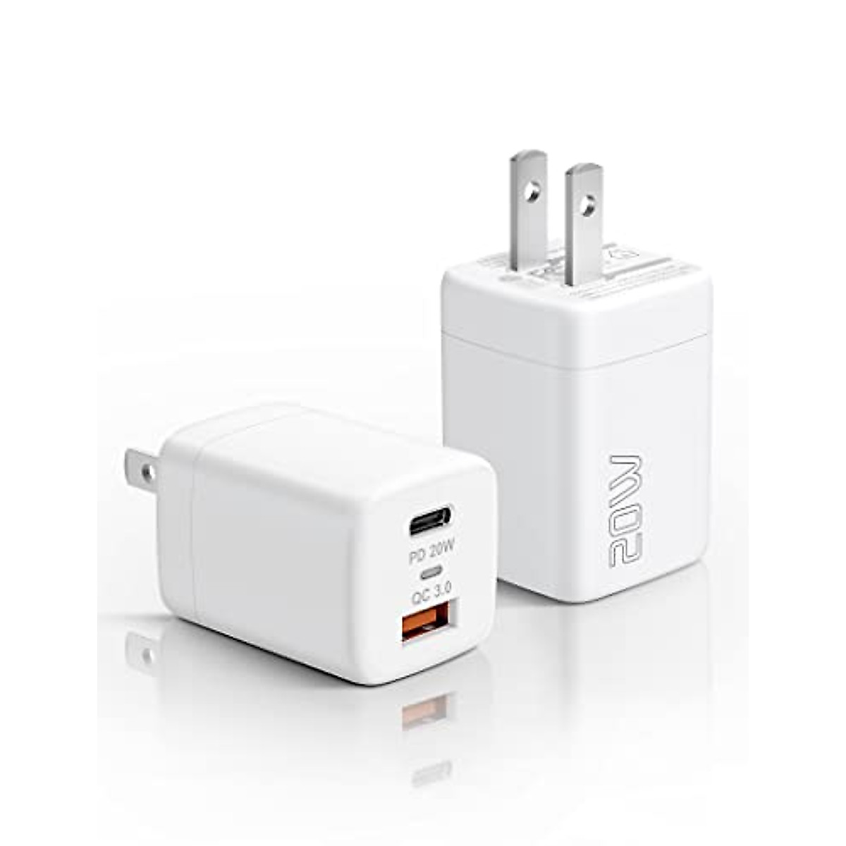 USB C Wall Charger Fast Charging, 2-Pack TI-TOO 20W Dual Port Power Adapter, Quick Charge 3.0 USB Type c Power Delivery Charger Block Plug Compatible with iPhone 14 Pro Max/14 Plus/13 Pro/13/12