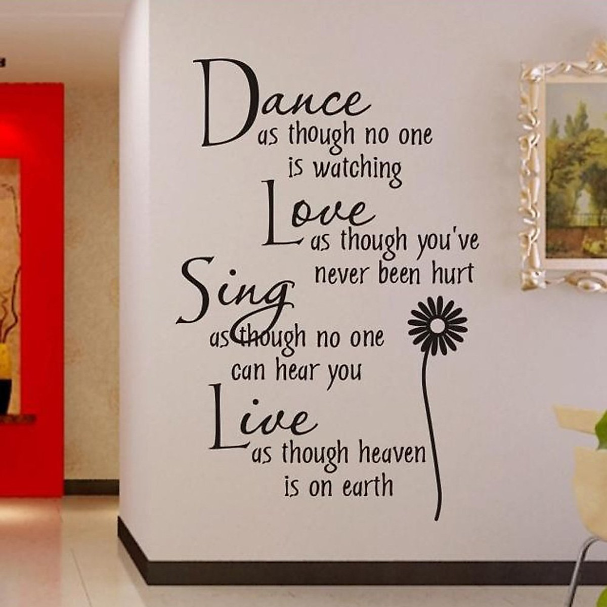 CUGBO Dance Love Sing Live Wall Decal Quotes Removable Vinyl DIY Wall Stickers Home Living Room Art Decor