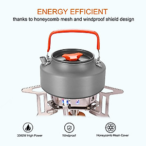 Portable Backpacking Stove with Piezo Ignition Windproof Camping Gas Stove Camp Stove Foldable Burner with Propane Canister Adapter for Outdoor Camping Hiking Picnic