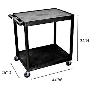 Luxor 2 Shelf Utility Cart Black - Small - HE38-B