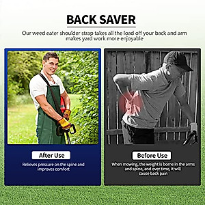 Weed Eater Strap, Trimmer Shoulder Strap Weed Wacker Harness Upgraded Metal-Clip for EGO String Trimmer, Leaf Blower, Stihl