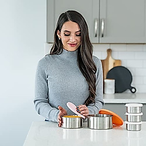 Deluxe 8-Pack Stainless Steel Food Containers - Complete Meal Prep Container Set with Leakproof Silicone Lids - Reusable and Stackable Stainless Steel Lunch Box for Adult Bento Box Set
