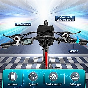 Vivi M026TGB Electric Bike 26" Electric Bike for Adults, Peak 750W Folding Electric Mountain Bike, 48V Removable Battery Ebike, 21 Speed System Electric Bicycle, Top 22 Mph, Up to 50 Miles, UL 2849