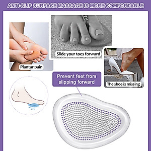 Metatarsal Pads Women, Forefoot Gel Pads Shoe Inserts, Foot Cushion Pads Reusable All Day Pain Relief, Ball of Foot Cushions, Anti Sliding Shoe Pads, Reduce Blisters, High Heel Inserts (3-Pairs)