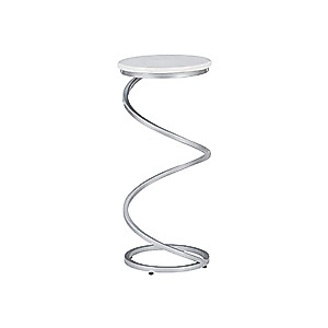 Powell Company Silver Spiral Metal Base with White Marble Top Drink Powell Nora Table