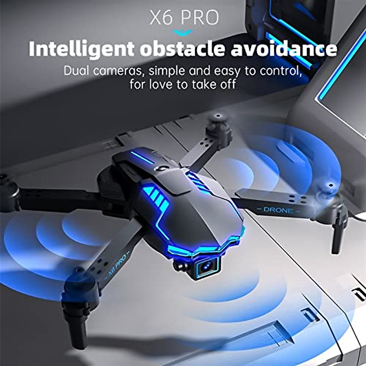 X6 Pro Foldable Dual Camera Drone with 4K HD - WiFi FPV Live Video, Altitude Hold, One Key Take Off/Landing, APP Control, Headless Mode, RC Mini Plane Toys, Gifts for Beginner Kids Adult (Color : 2,