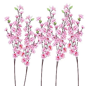 DOITOOL 6pcs Peach Flower Bouquet Flower Hanging Vine Cherry Blossom Tree Stems Fake Cherry Blossoms Artifical Flowers Flowers Decorative Flowers Pink Vase Household Bride Fake Plant