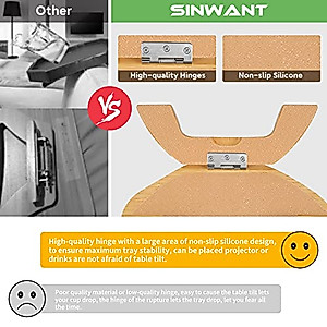 SINWANT Bamboo Sofa Tray Table Clip on Side Table Couch Arm with 360° Rotating Phone Holder, Couch Tray for Arm, Sofa Table for Eating/Drinks/Snacks/Remote/Control