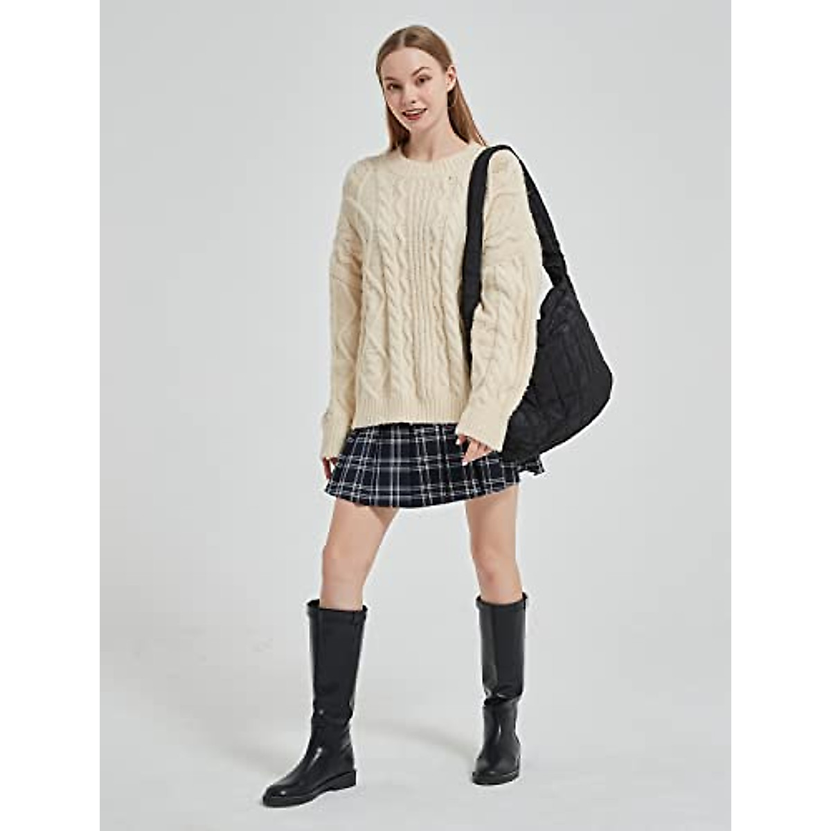 Women's Quilted Shoulder Bag Lightweight Tote Bag Soft Crossbody Bag Large Capacity Handbag Purse (black)