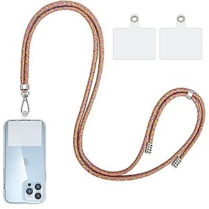 Lousrnman Crossbody Cell Phone Lanyard, Universal Phone Lanyards with 2 Pack Clear Patch Compatible with Most Phones (Rainbow)