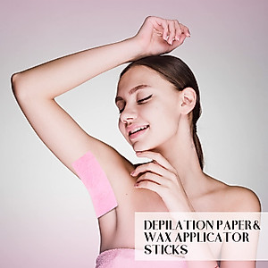 625 Pieces Wax Strips and Sticks Kit Includes 400 Pieces Waxing Strips Hair Removal Non Woven Wax Strips and 225 Pieces Wooden Smooth Wax Applicator Sticks for Women Body Facial Skin Hair Removal