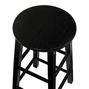 PJ Wood Classic Round Seat 29 Inch Tall Kitchen Counter Bar Stools with 4 Square Legs for Homes, Dining Spaces, and Bars, Black (2 Pack)