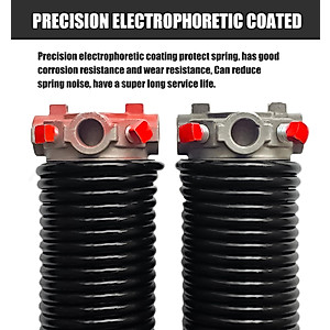 Garage Door Torsion Spring Set, Pair of 2" Electrophoresis Coated Garage Door Spring Replacement with 2 Non-Slip Winding Bars and Bearing, Minimum 16000 Cycles (.250x2x35")